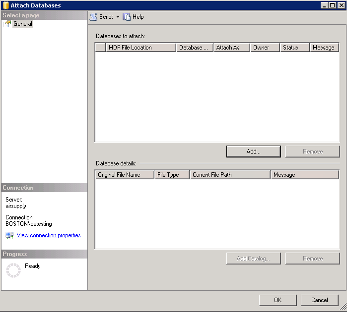 Standard Single-User Installation: Attach the Microsoft SQL Database