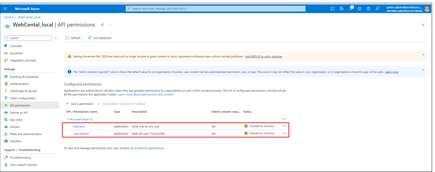 Set Up OAuth2 Authentication for Archibus Extension for Microsoft Exchange