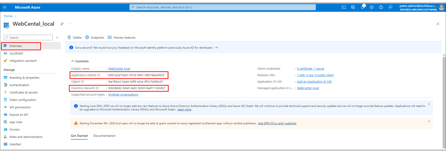 Set Up OAuth2 Authentication for Archibus Extension for Microsoft Exchange