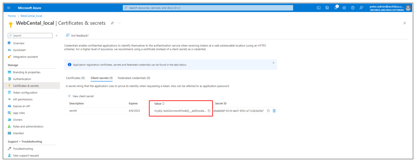 Set Up OAuth2 Authentication for Archibus Extension for Microsoft Exchange