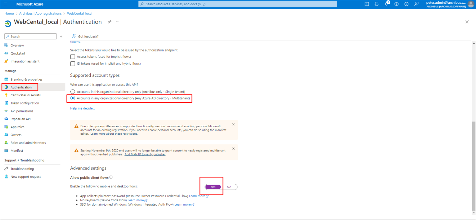 Set Up OAuth2 Authentication for Archibus Extension for Microsoft Exchange