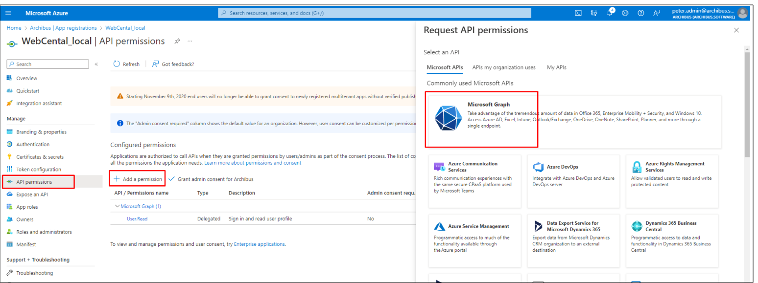 Set Up OAuth2 Authentication for Archibus Extension for Microsoft Exchange