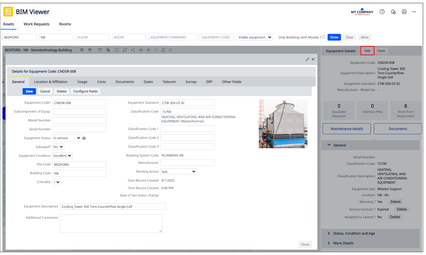 Review and Update Asset Details from the BIM Model