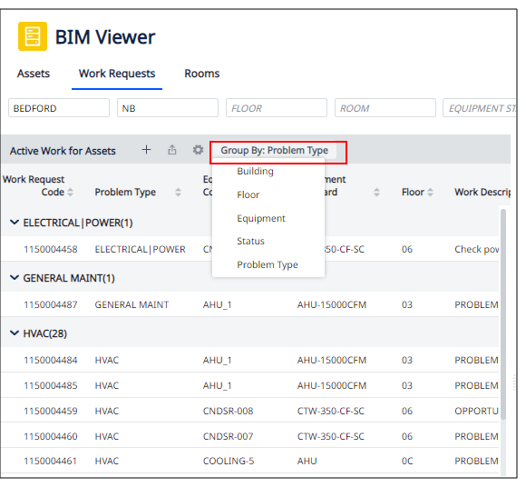 Review the Work Request List in the BIM Viewer
