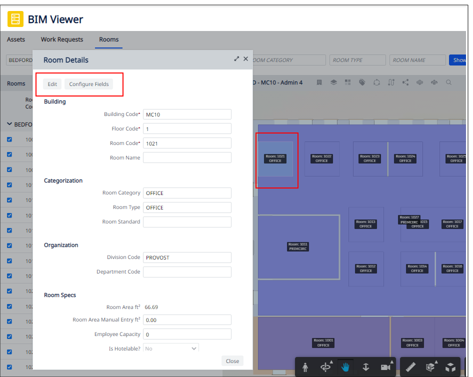 Review and Edit Room Details from the BIM Model
