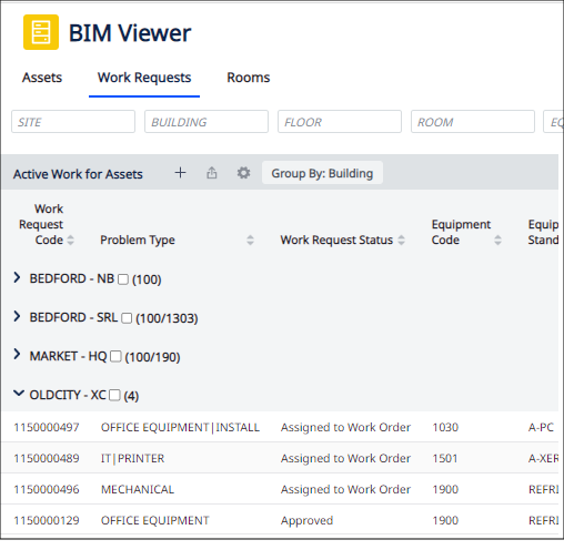 Review the Work Request List in the BIM Viewer