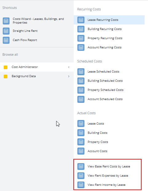 Rent by Lease Reports