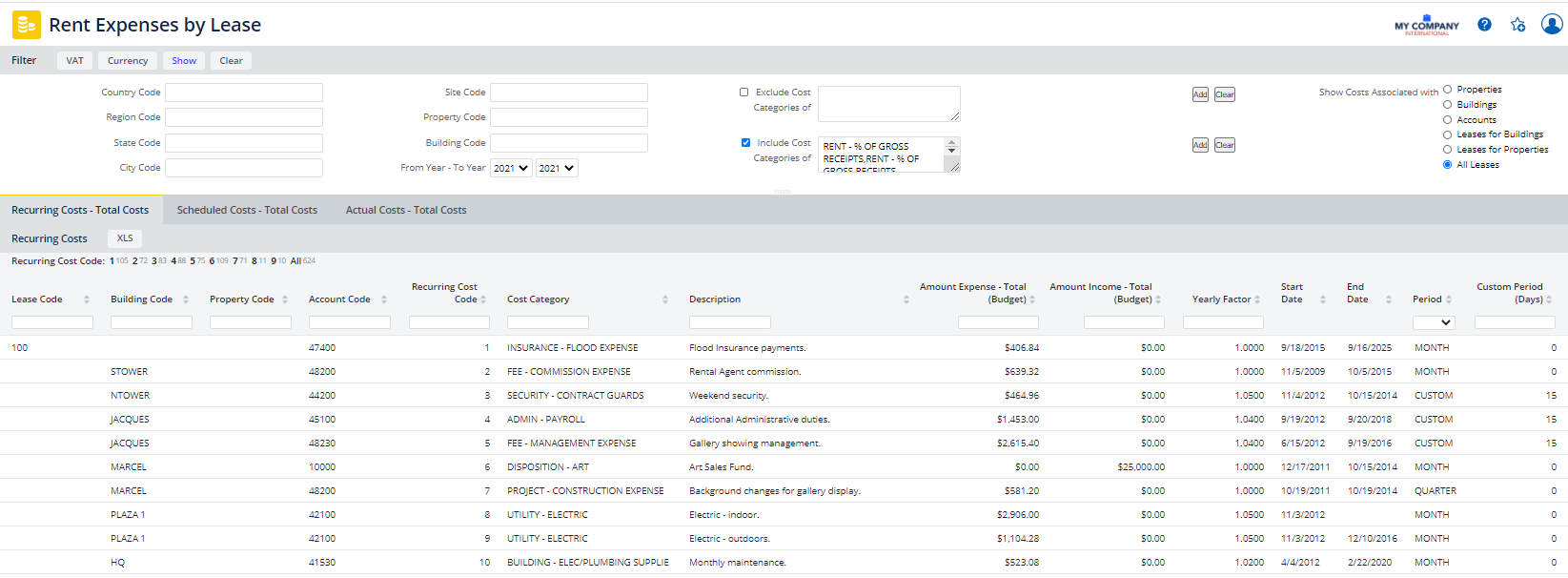 Rent by Lease Reports