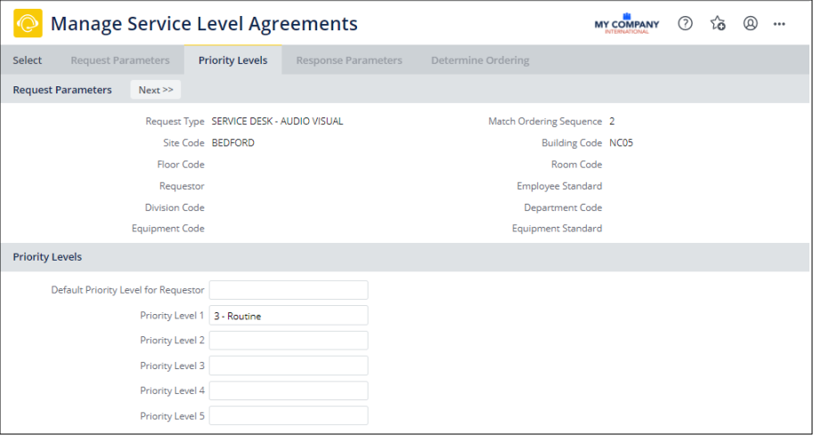 Setting Priority Levels for an SLA