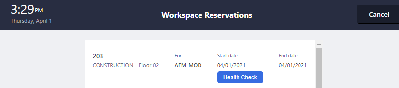 Attest to Health Before Checking in to Booked Workspace