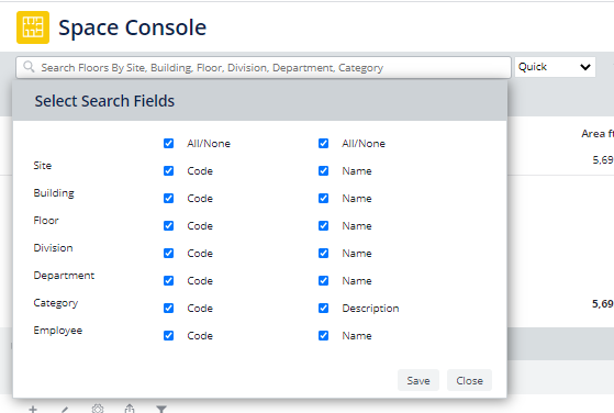 Space Console: Using the Space Console's Search Box