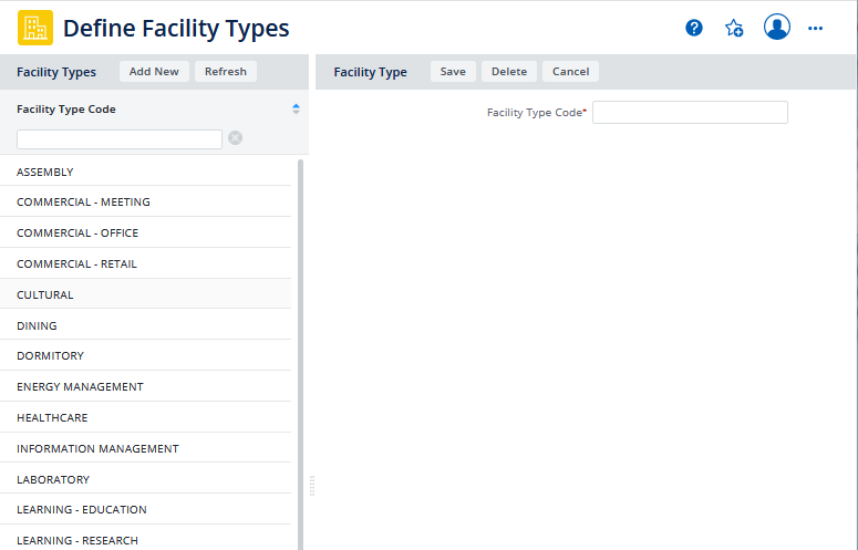 Define Facility Types