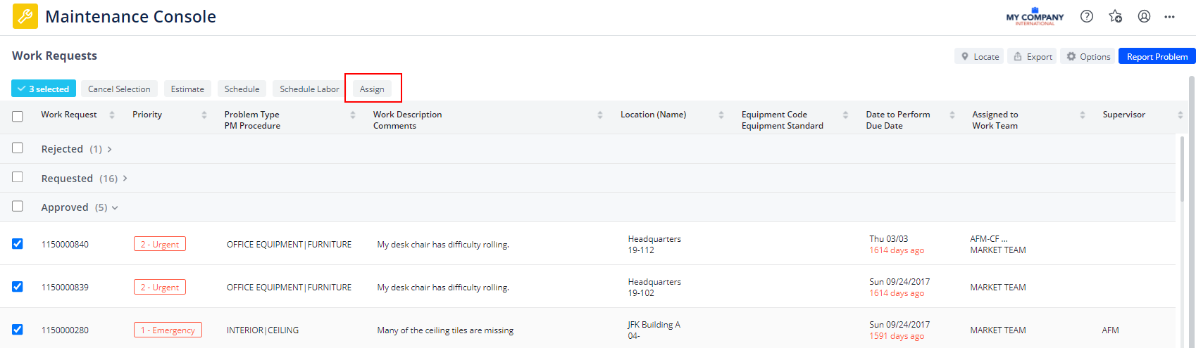 Assigning Work Requests to Work Orders