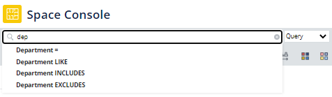 Space Console: Use the Search Box for Query Statement Searches