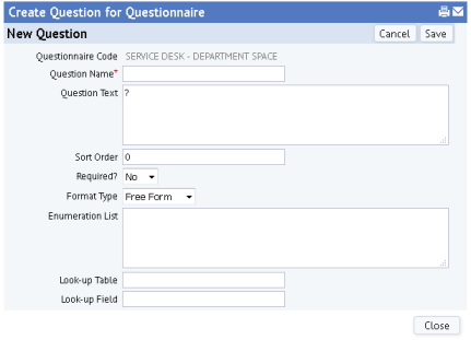 Defining a Questionnaire for a Request Type