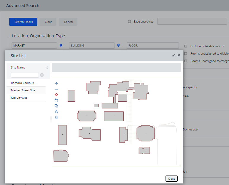 Space Console: Search by Site Plans and Maps