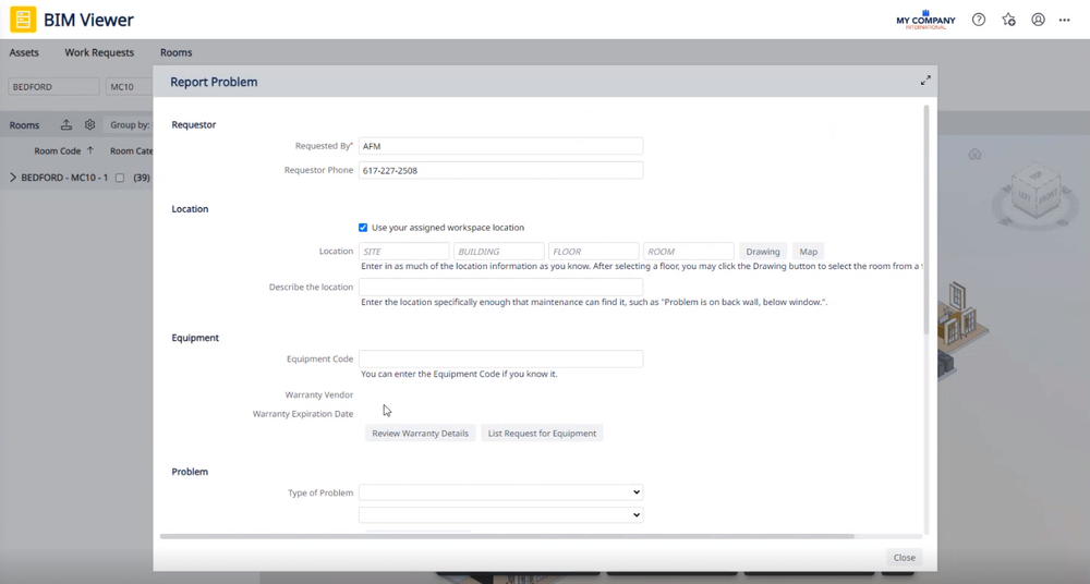Review the Work Request List in the BIM Viewer