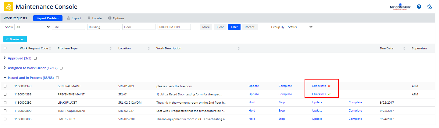Craftsperson: Work with Maintenance Checklists using the Maintenance ...