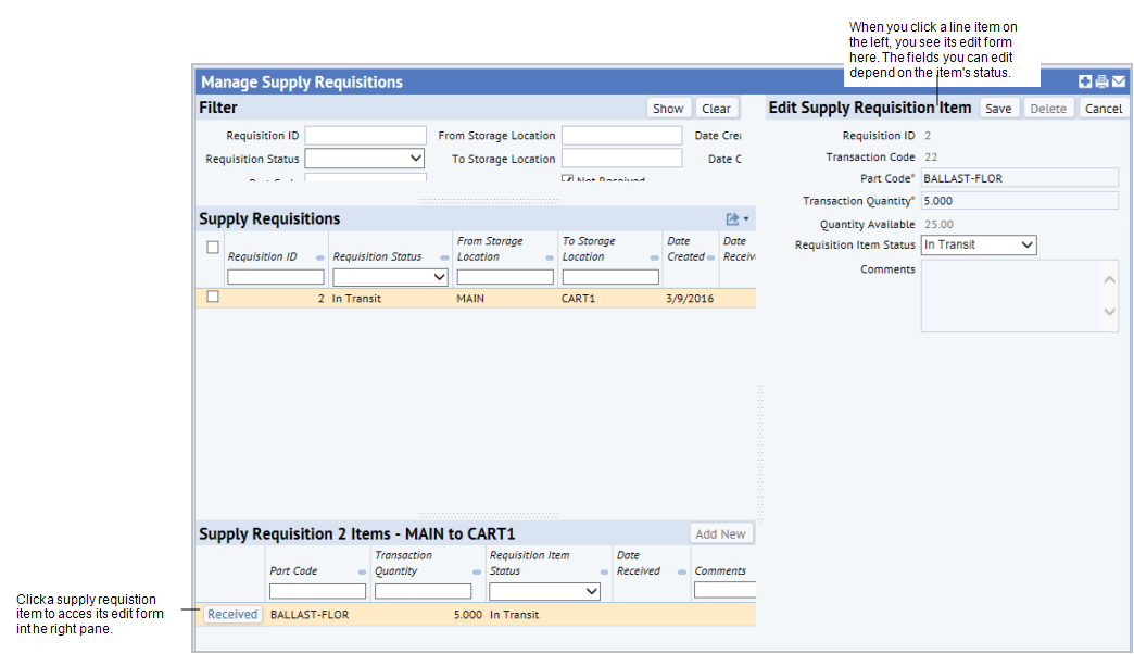 Managing Supply Requisitions